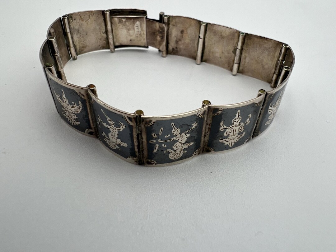 Vintage Siam Sterling Silver Bracelet - Etsy