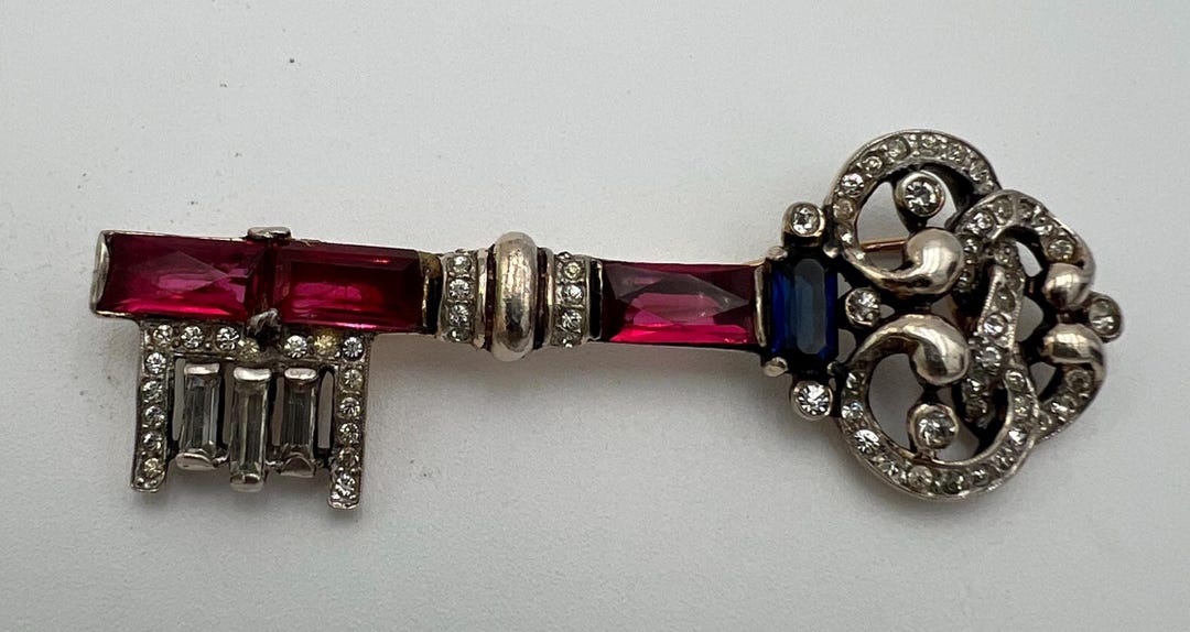 Gorgeous Vintage Trifari Alfred Philippe 1950s Sterling Key Brooch With ...