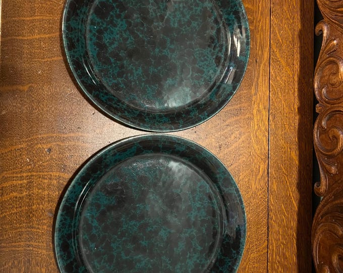 Pair Vintage Bennington Pottery Green Agate Dinner Plate 10.5 Diameter ...