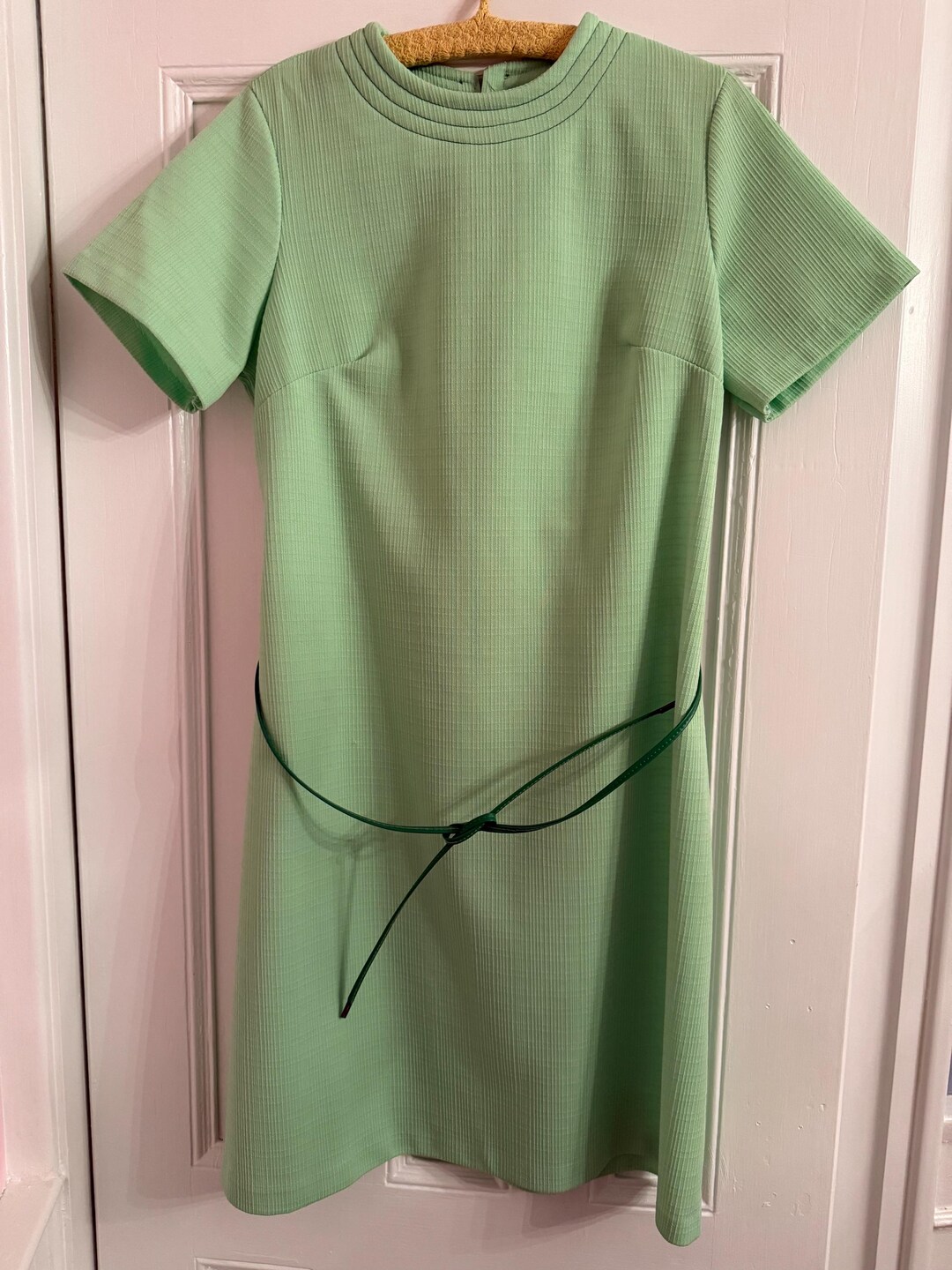 Vintage Ladies 1960s-70s Green Polyester Dress With Belt Size 16.5 - Etsy