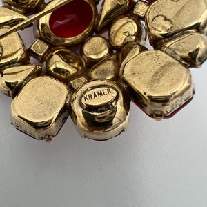 Vintage Kramer Domed Red and Aurora Borealis Rhinestone Brooch - Etsy