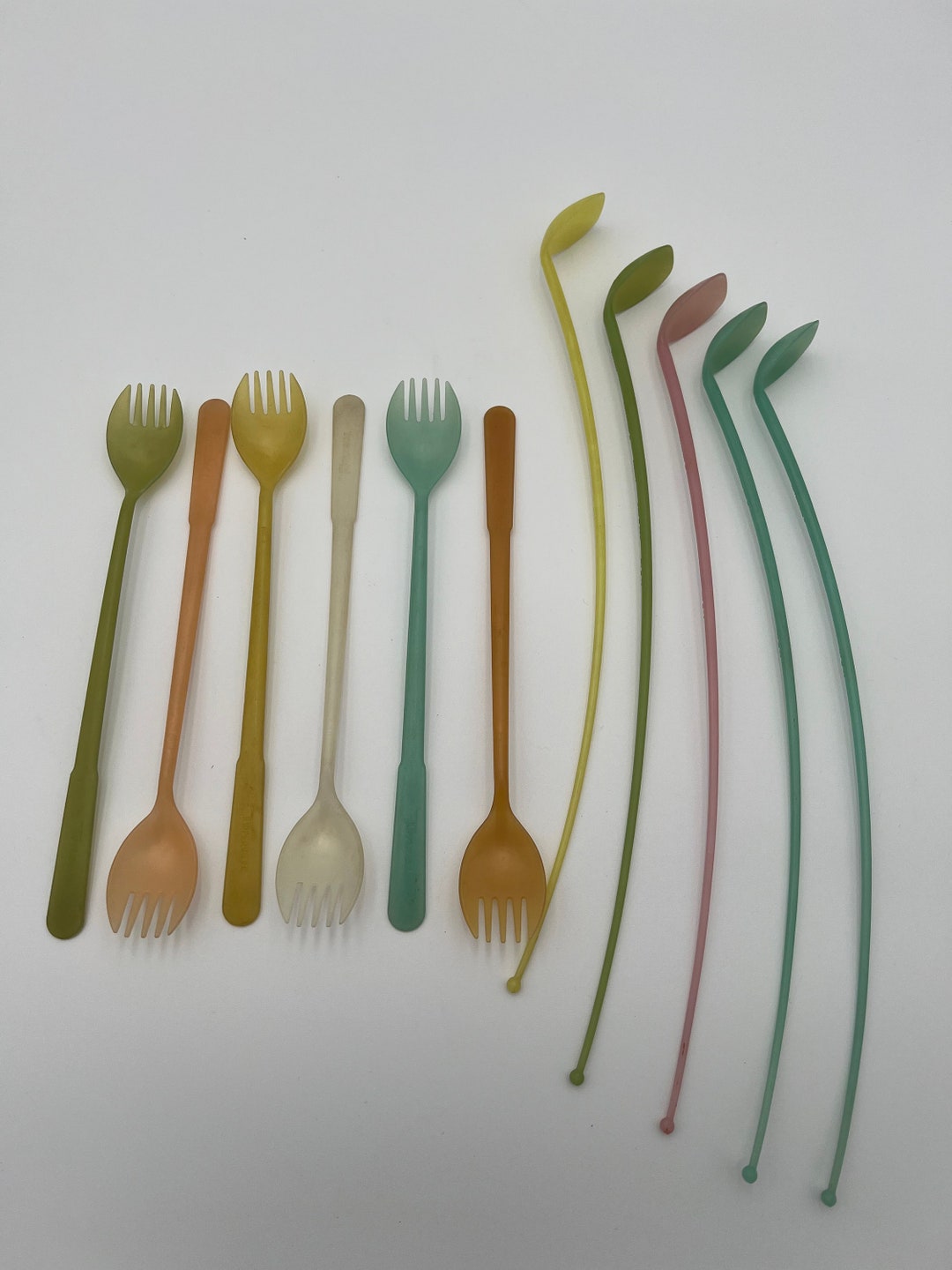 Vintage Pastel Tupperware Set of 5 Iced Tea Spoons and 6 Sporks - Etsy