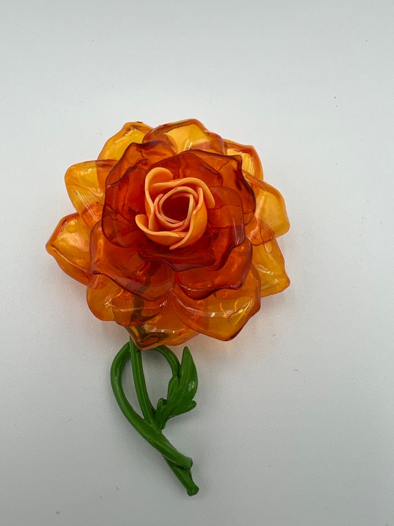 Vintage orange cellulose acetate lucite and enamel fl… - Gem