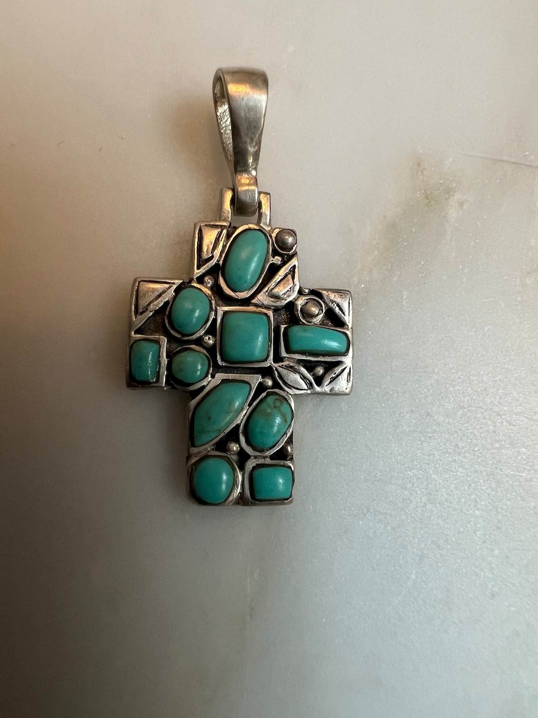 Vintage Navajo Sterling Silver Turquoise Cross Pendant - Etsy