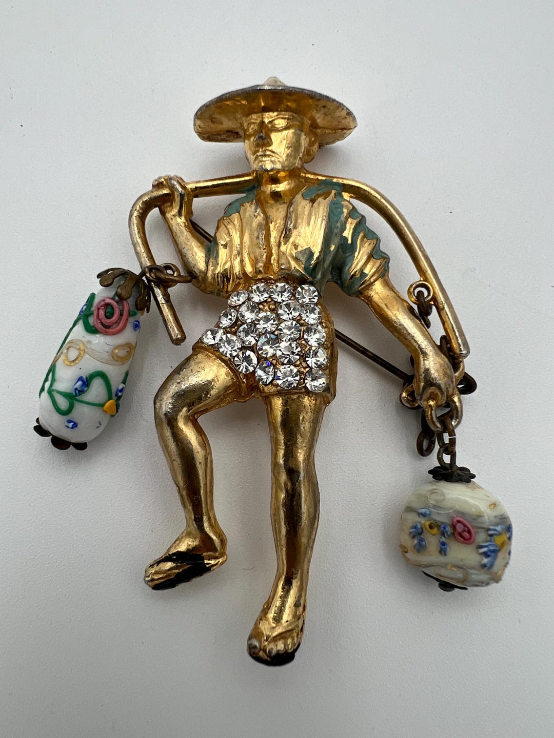 Vintage Louis C. Mark Rice Weiner 1940's Asian Chinese Art Glass Water ...