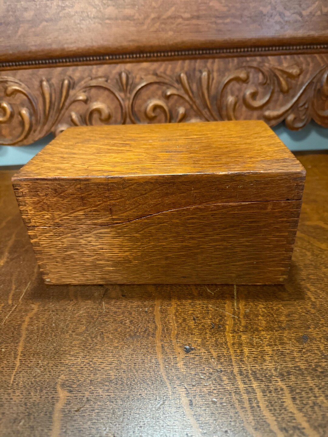 Vintage Large Wooden Recipe/ Card File Box With Dove Tailed Corners. It ...