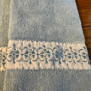 Vintage MCM Cannon Royal Family Light Blue Hand Towels With Embroidered ...