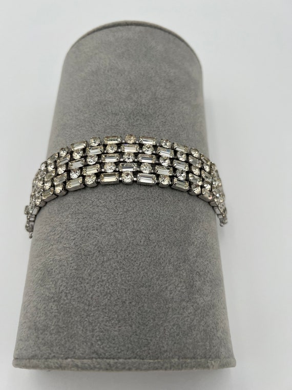 Vintage Eisenberg clear round and baguette rhinestone… - Gem