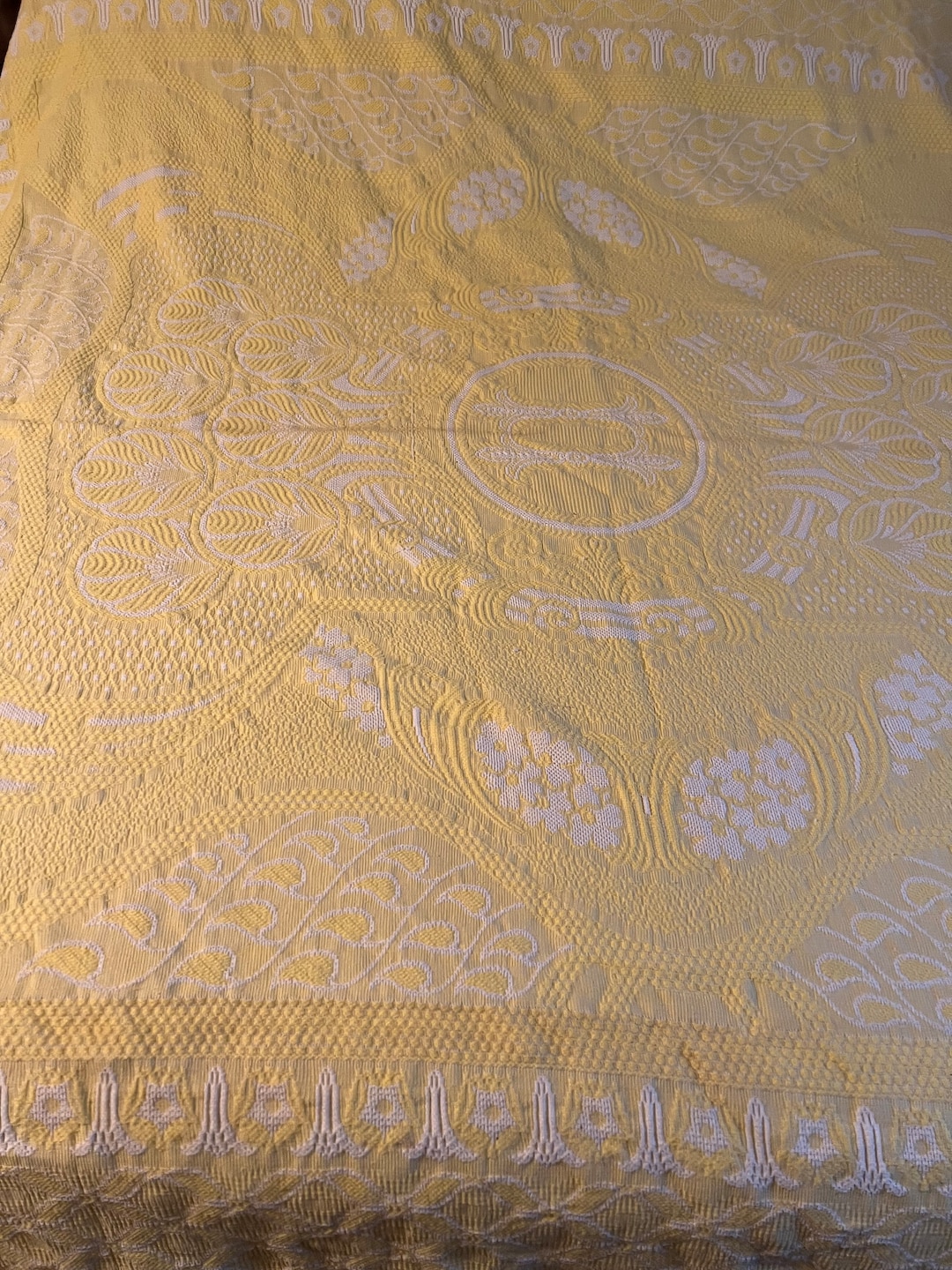 Vintage Medium Weight Textile Yellow and White Full Size Bed Spread - Etsy
