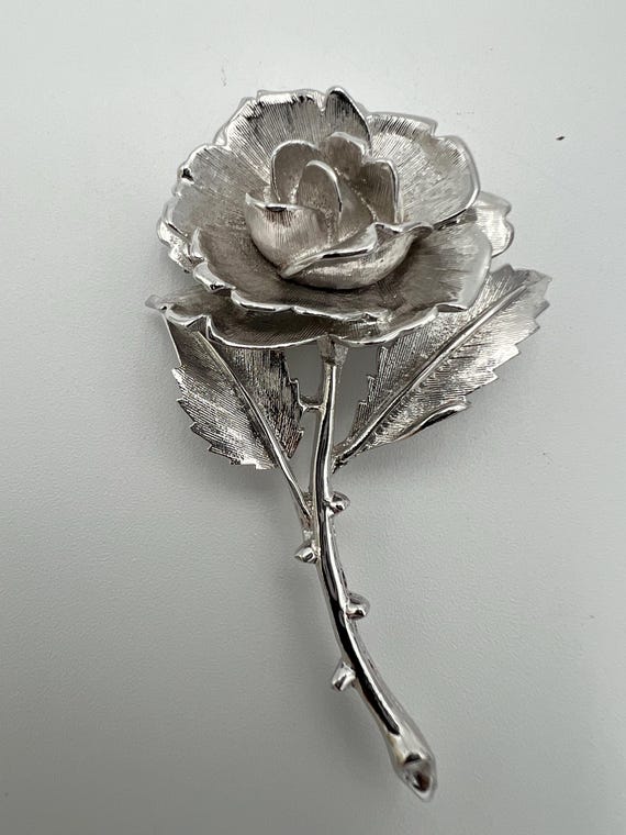 monet silver tone rose - Gem