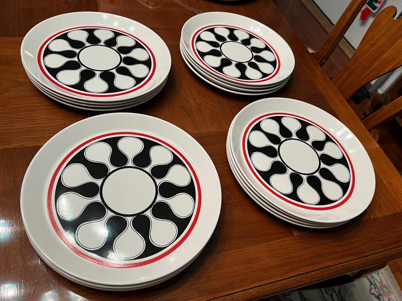 Vintage Rare Mikasa Style Kraft Asta Mod Design Dinner Plates 10.5 ...
