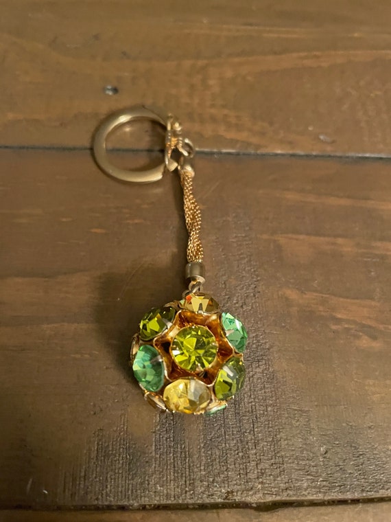 vintage yellow green rhinestone - Gem