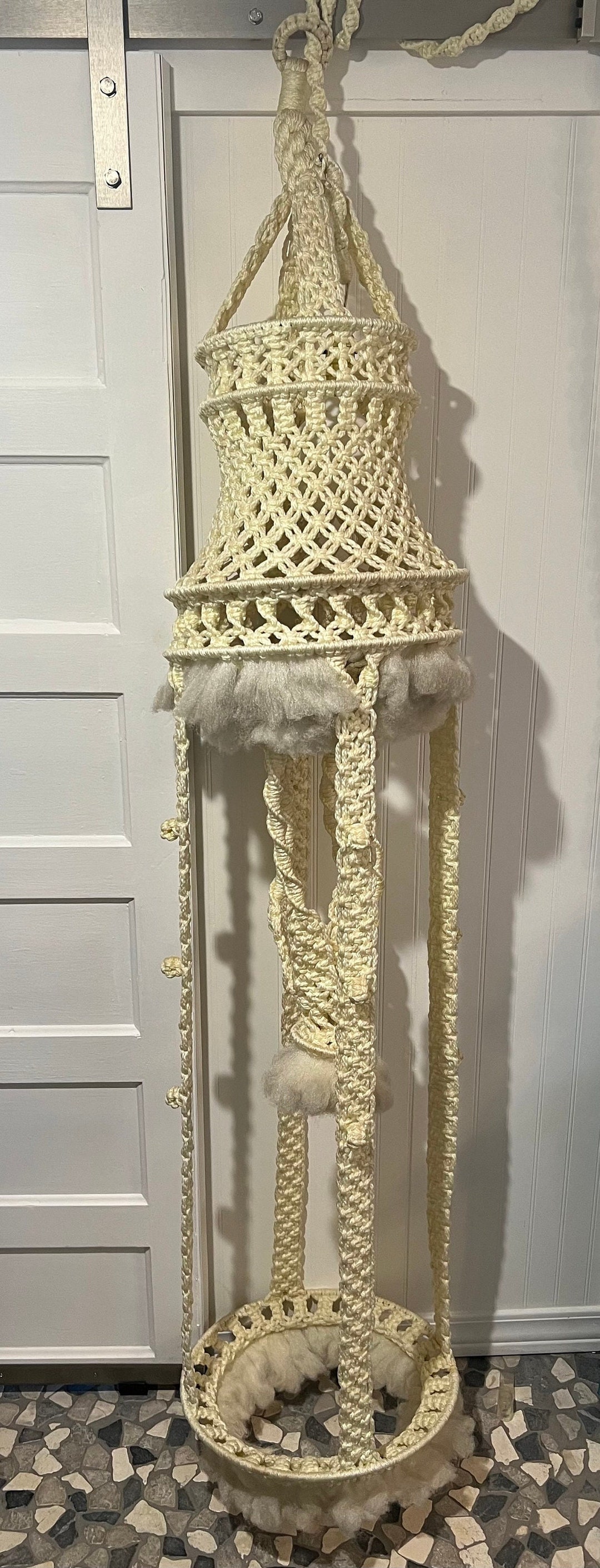 Vintage Large Macrame Hanging Swag Light - Etsy
