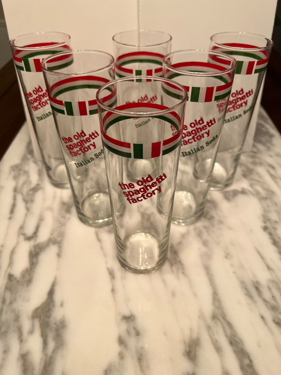 Vintage Old Spaghetti Factory Italian Soda Highball Glasses Set of 6 - Etsy