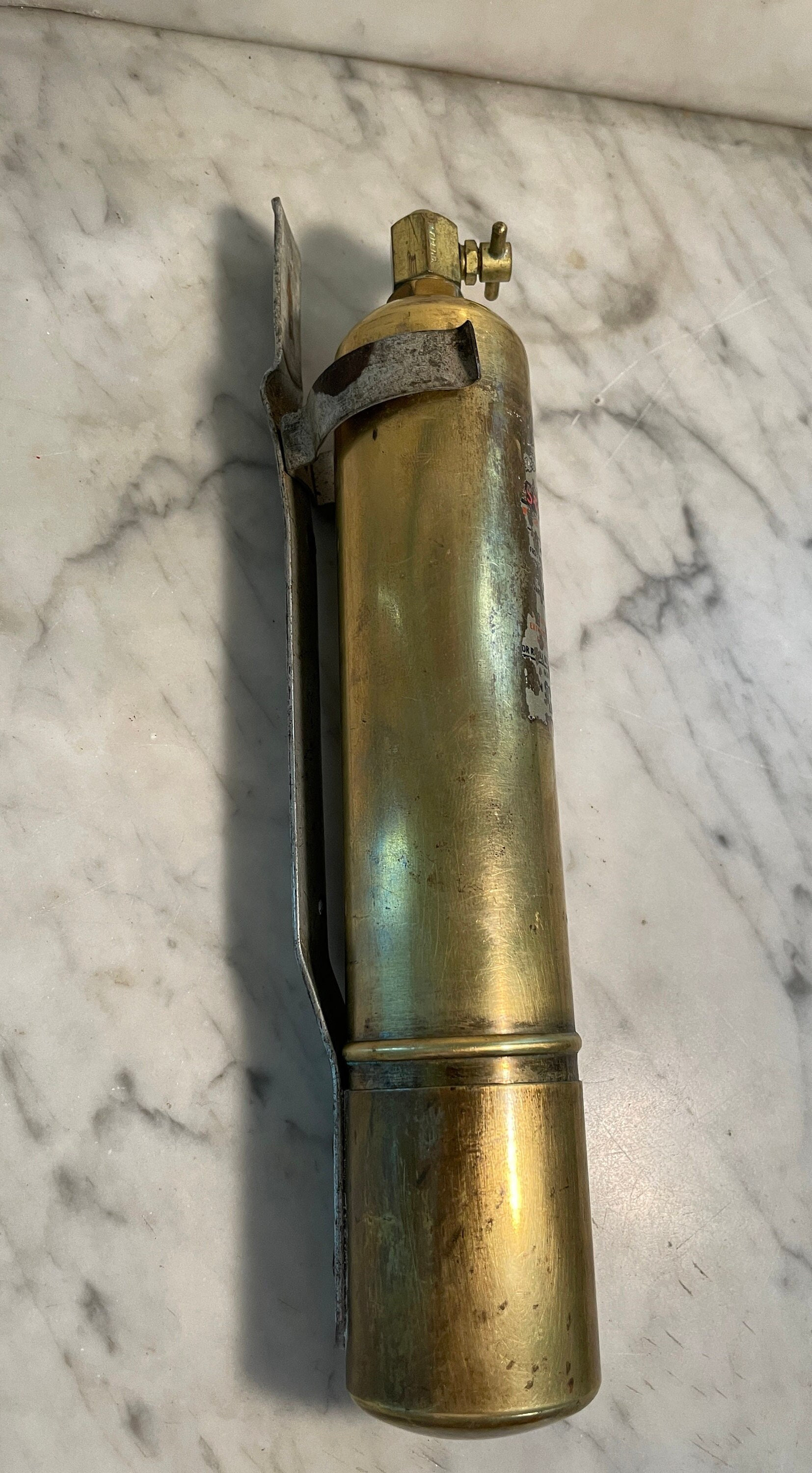 Antique Stop Fire Small Brass Wall Mount Fire Extinguisher - Etsy