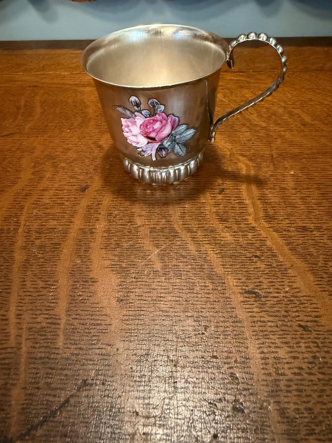 Vintage Silverplate Baby Cup, Enamel Floral Motif, Danish Steffenson - Etsy