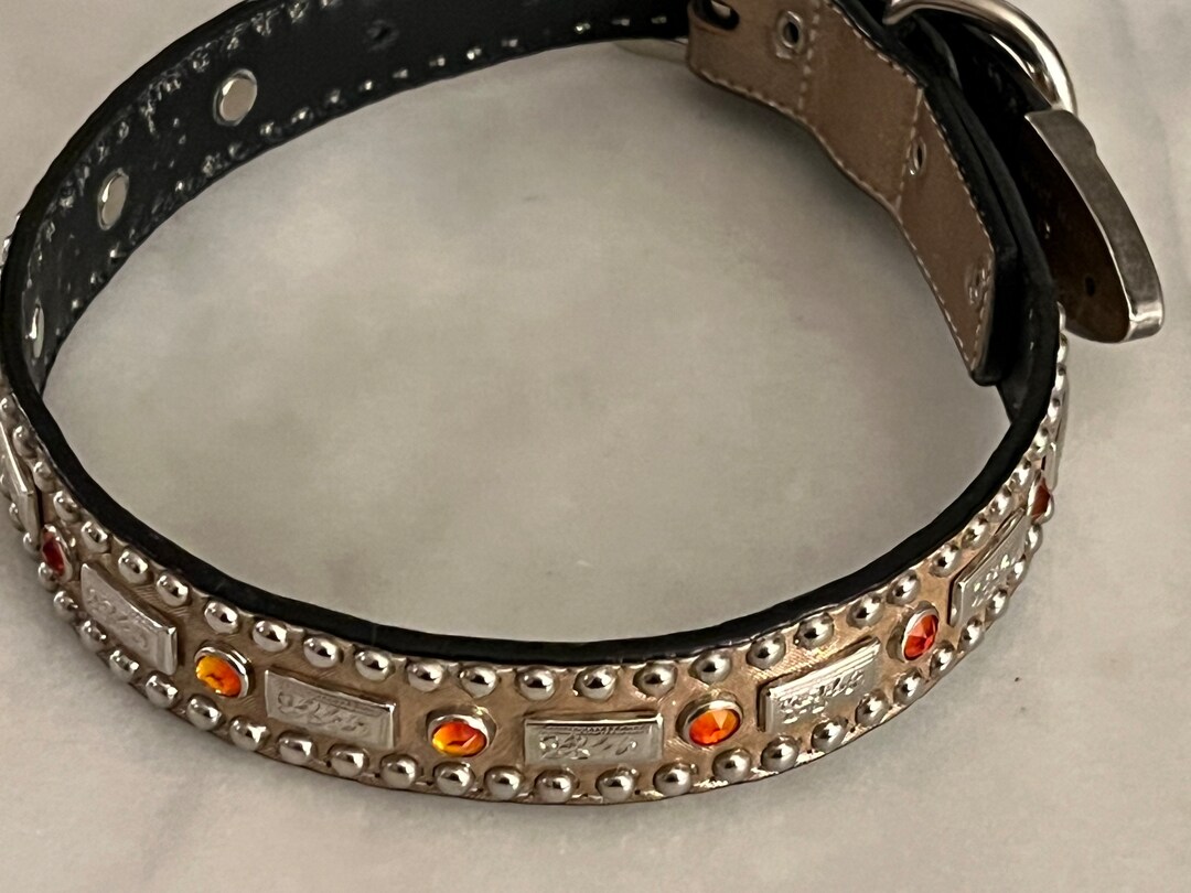 1997 Gold Leather Woof Wear Dog Collar Size 18 for Medium to Large Dog ...