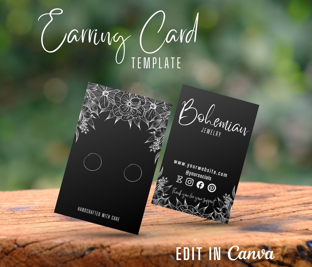 Earring Card Template - Etsy