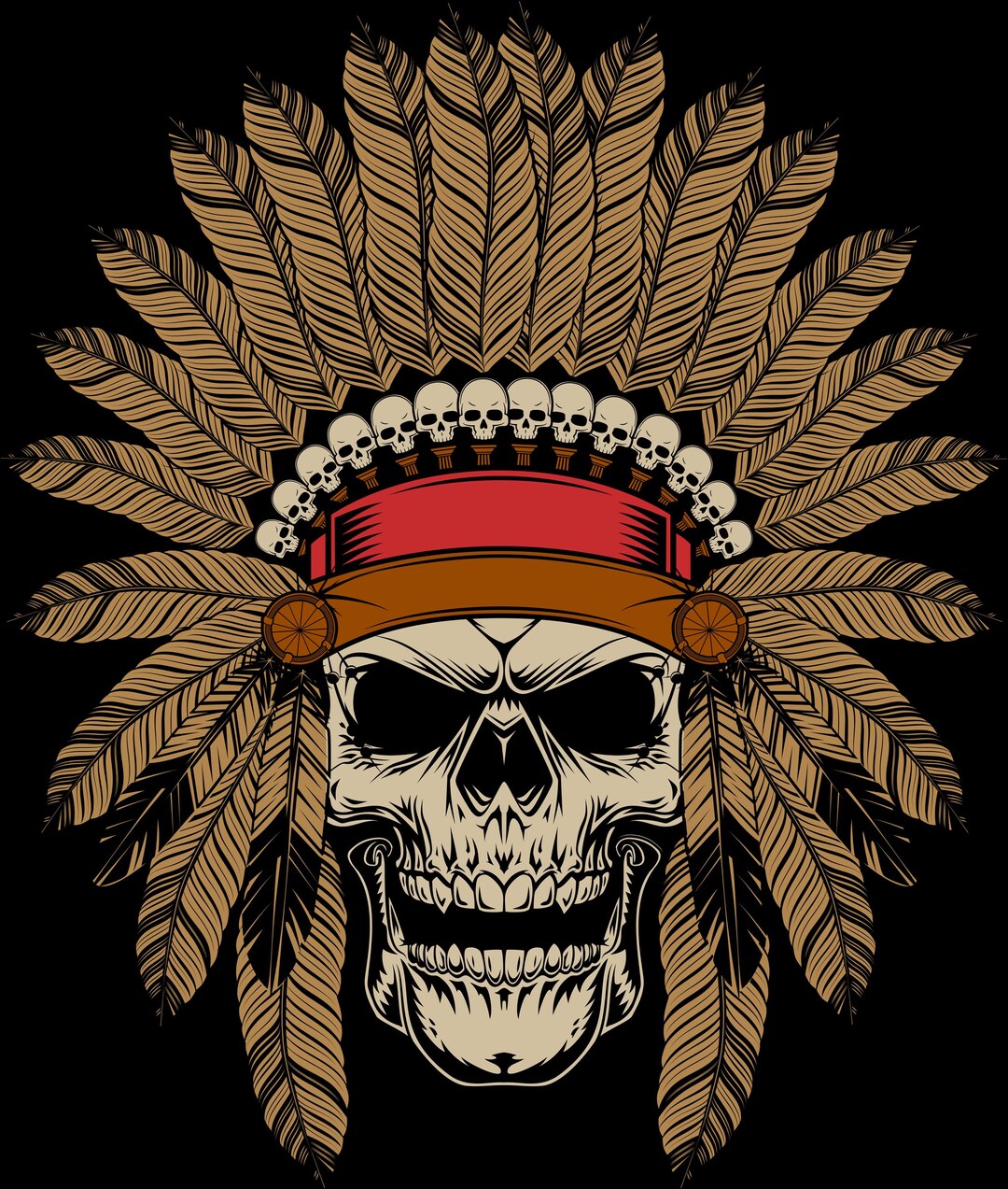 Tribal Inspired, Skeleton Chief, Warrior, Tribal Skull, Native American ...