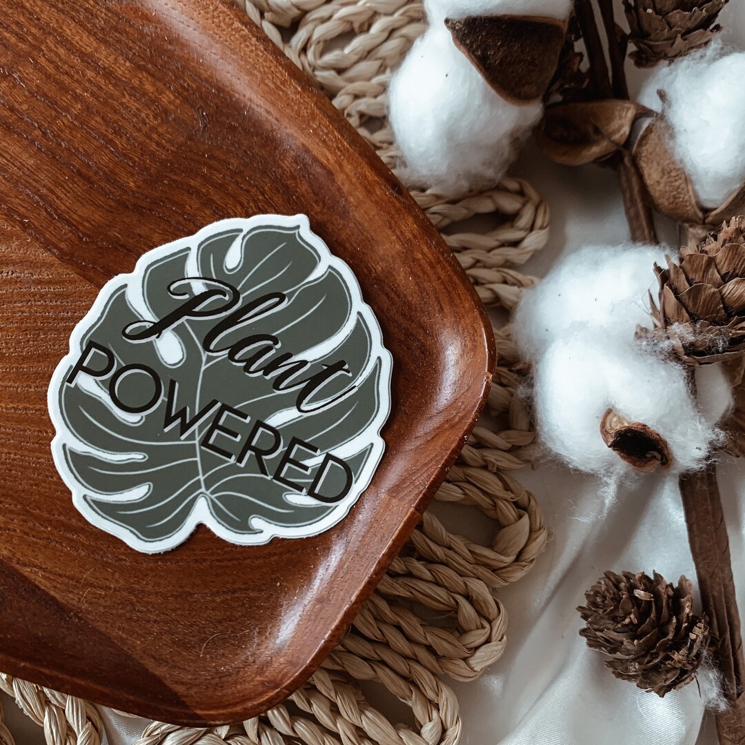 Plant Powered Sticker Monstera Sticker Plant Sticker - Etsy