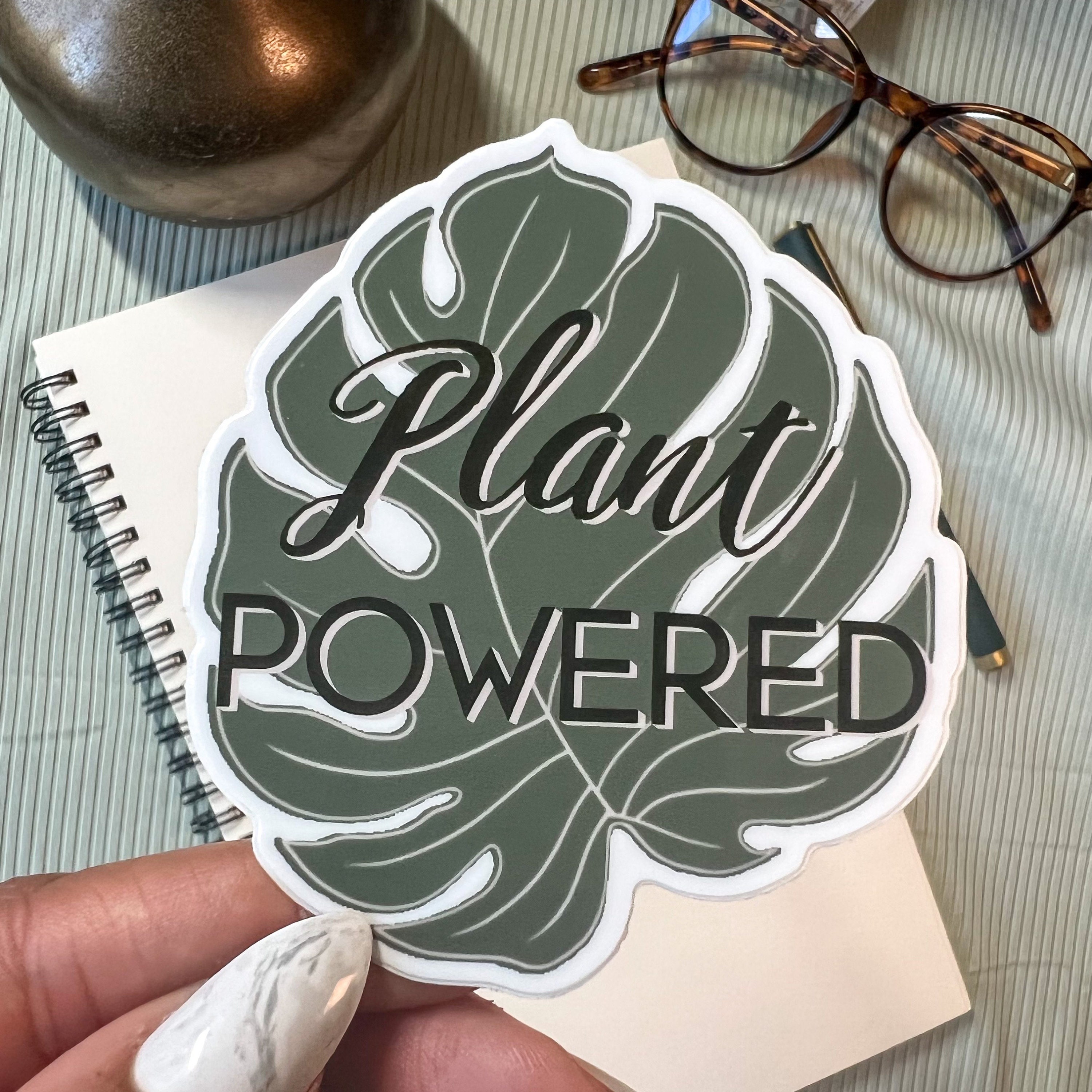 Plant Powered Sticker Monstera Sticker Plant Sticker - Etsy