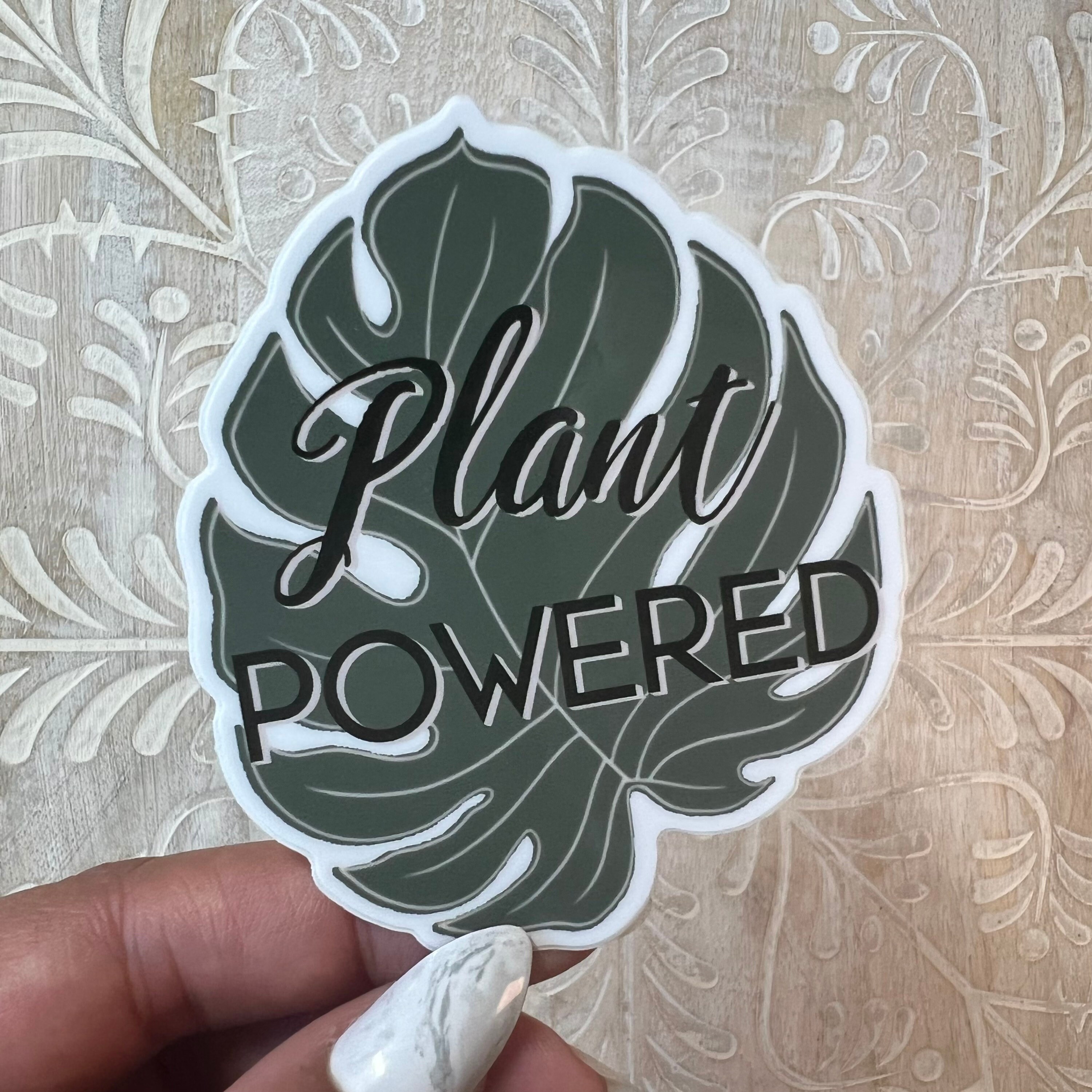 Plant Powered Sticker Monstera Sticker Plant Sticker - Etsy