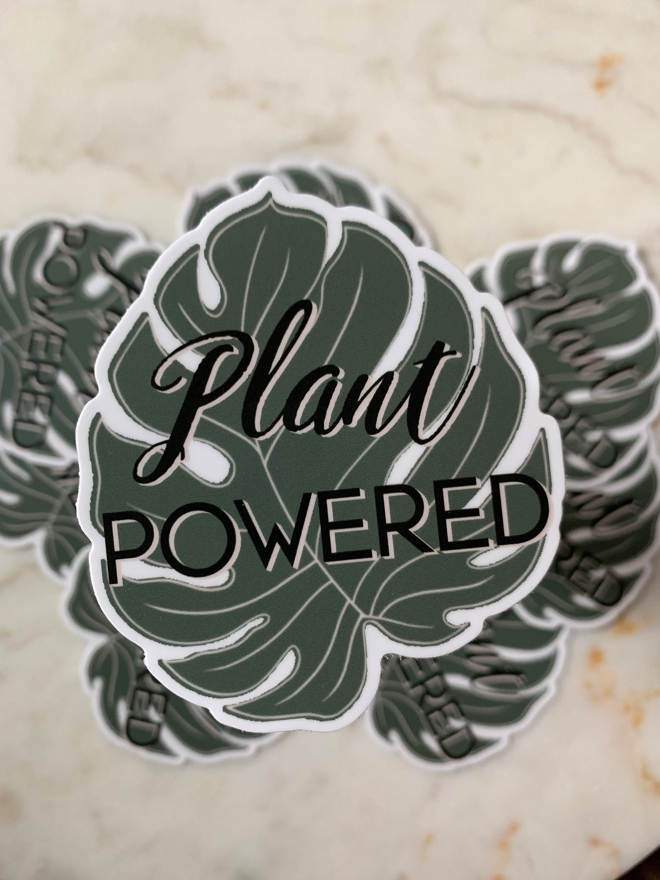 Plant Powered Sticker Monstera Sticker Plant Sticker - Etsy