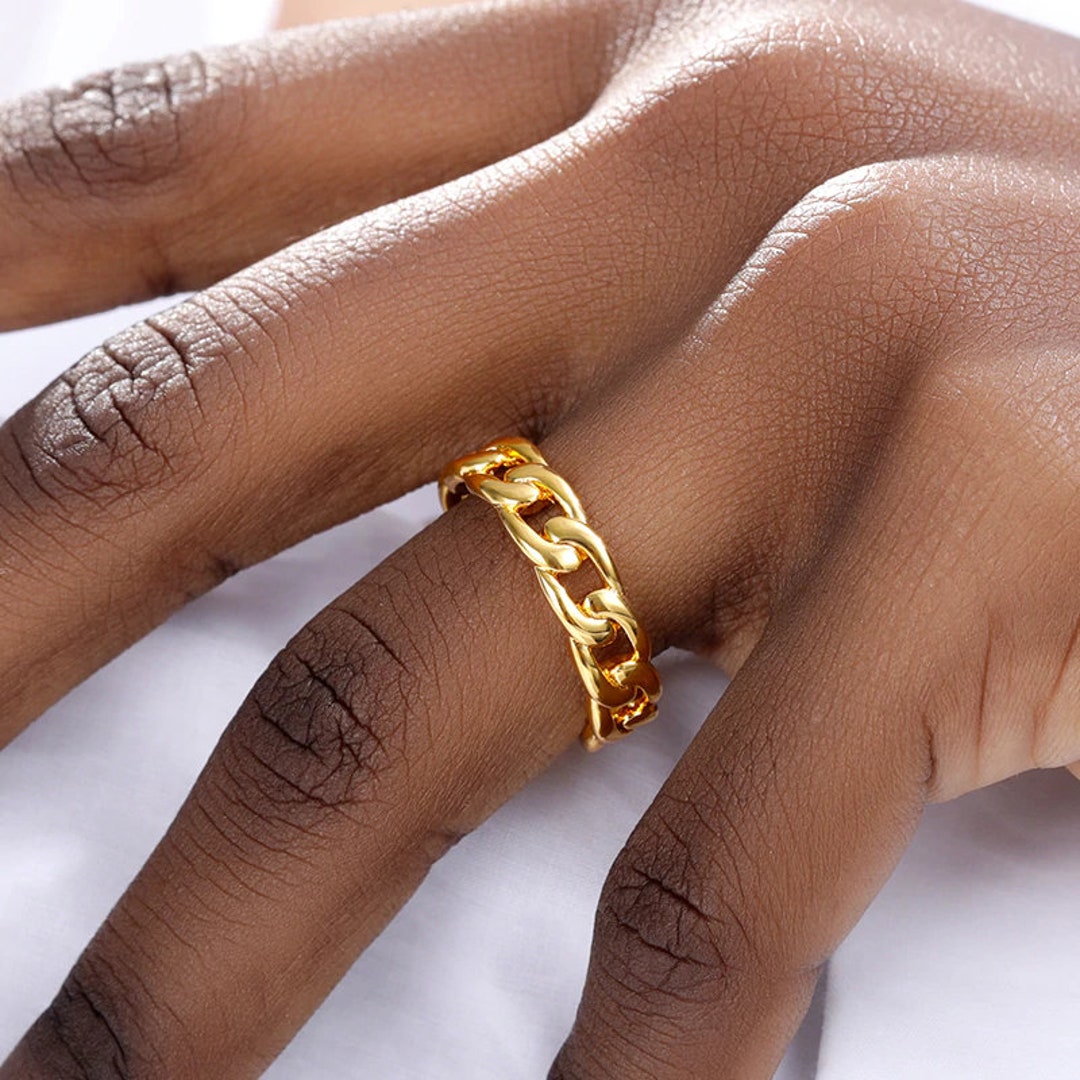 Vintage Cuban Chain Stainless Steel Ring Gold Silver Gift - Etsy