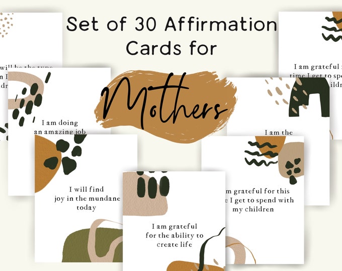 Set of 30 Affirmation Cards for Mothers, Printable Affirmation Cards ...