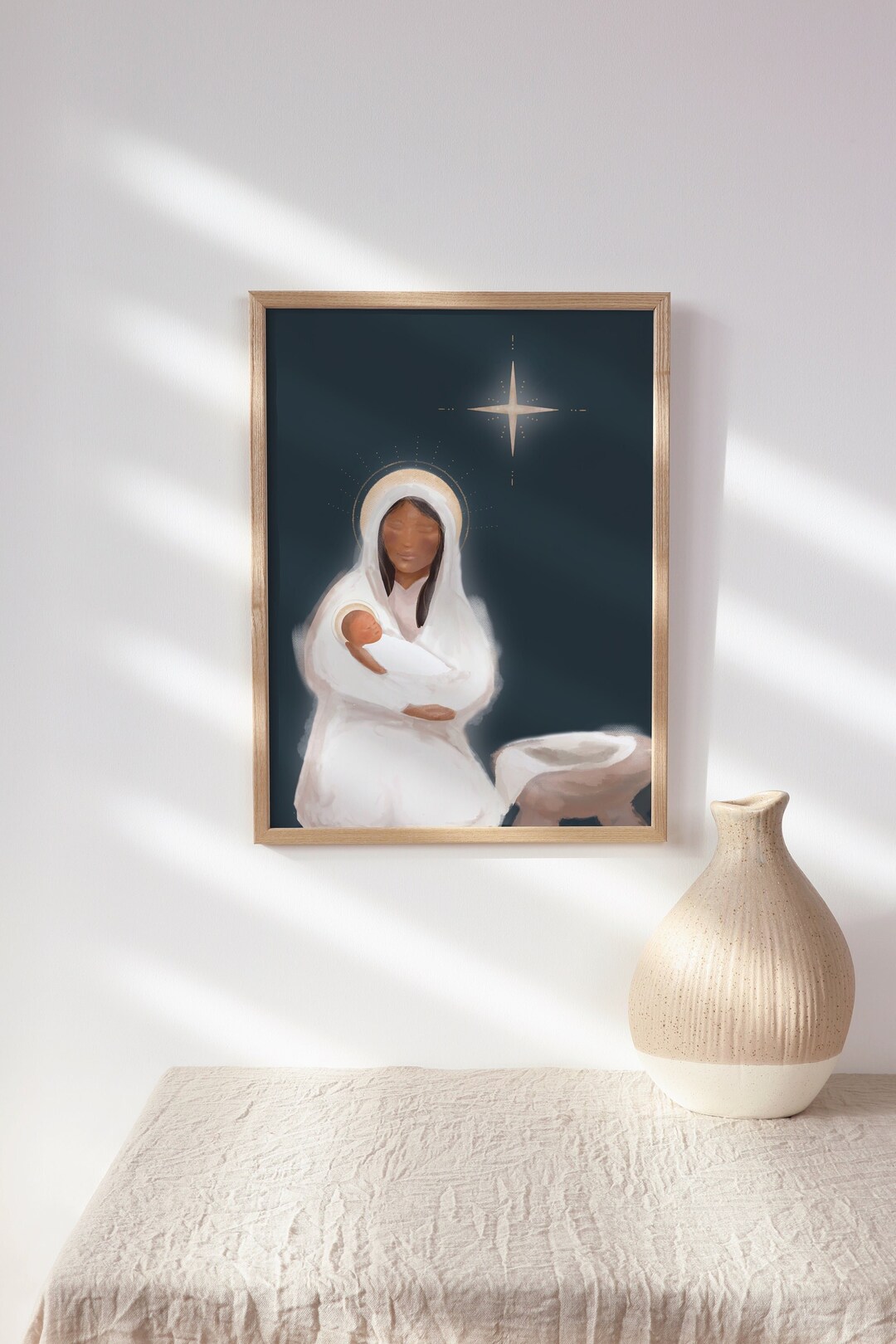 Mary and Baby Jesus Nativity Scene Blue - Etsy