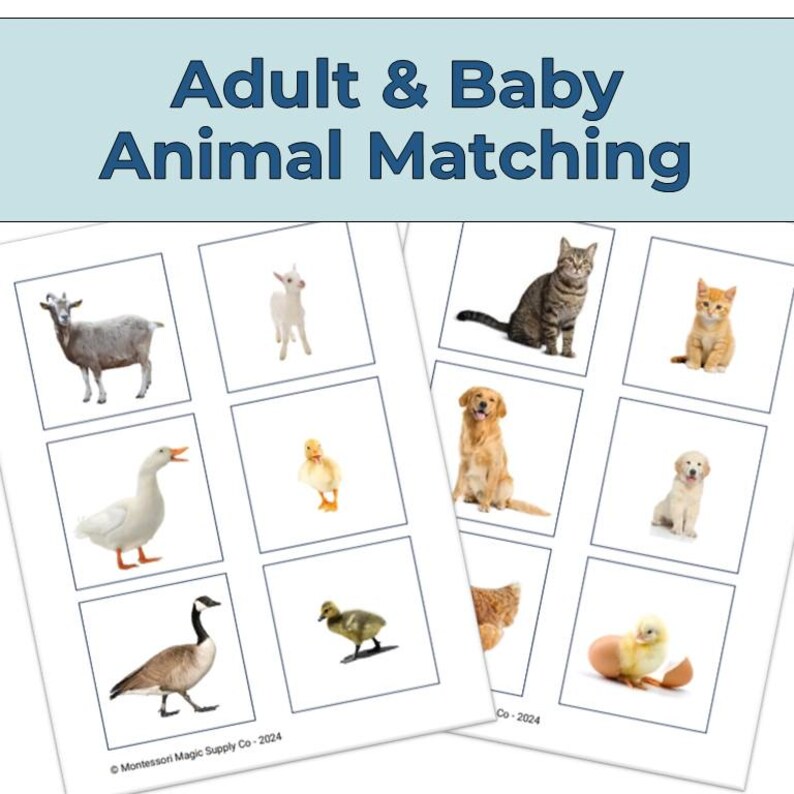 Mother and Baby Matching - FARM ANIMALS - Montessori Preschool Science ...