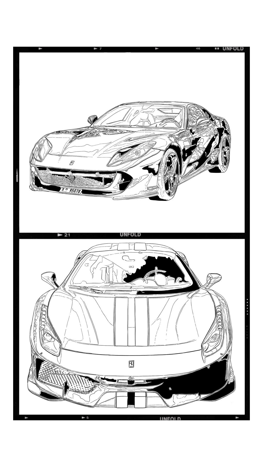 Ferrari Car Coloring Book / Pages | 6 Pages | Children/ Adult Colouring ...