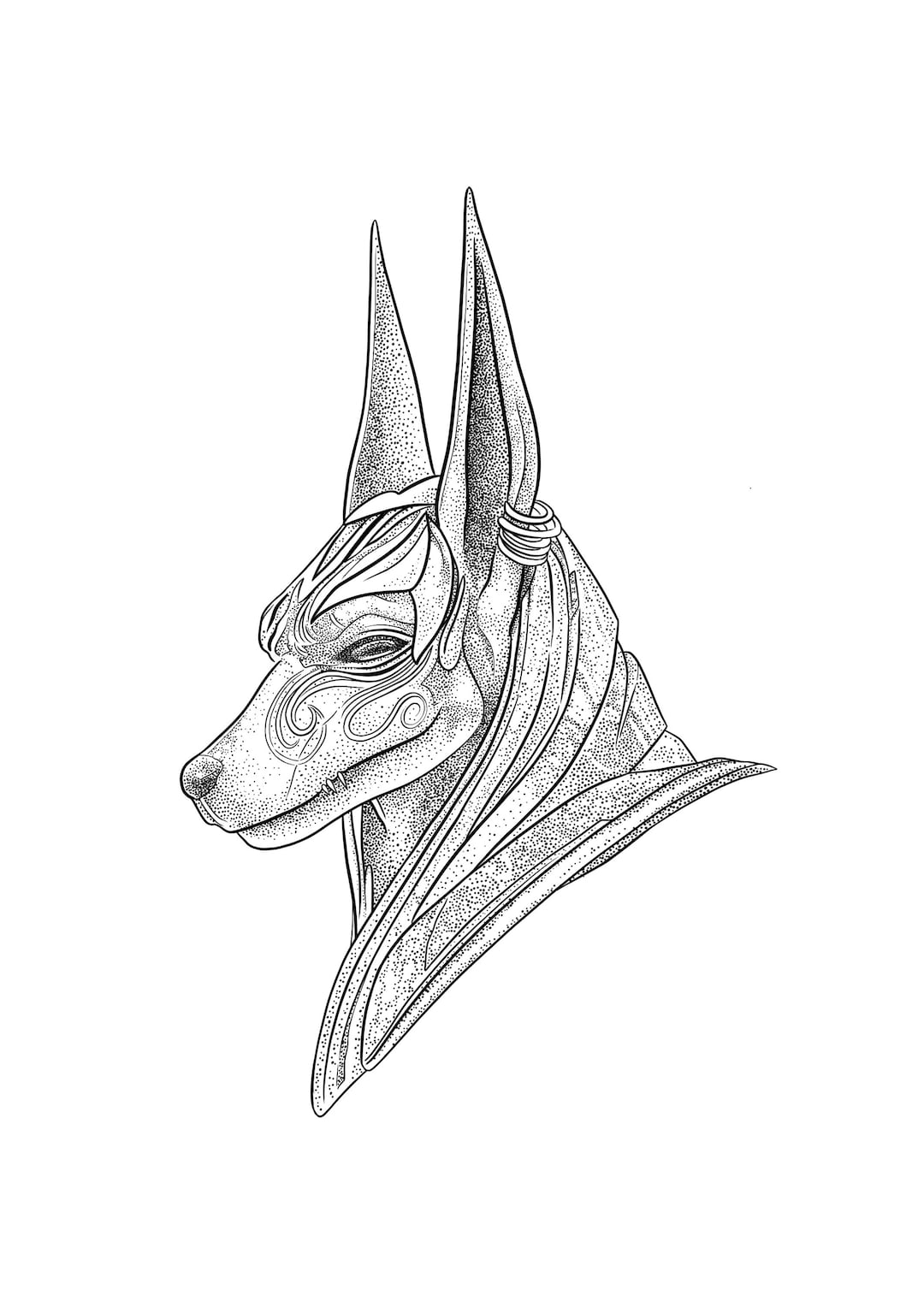 Tattoo Design Anubis Egyptian God of Death Minimalistic Anubis Lined ...