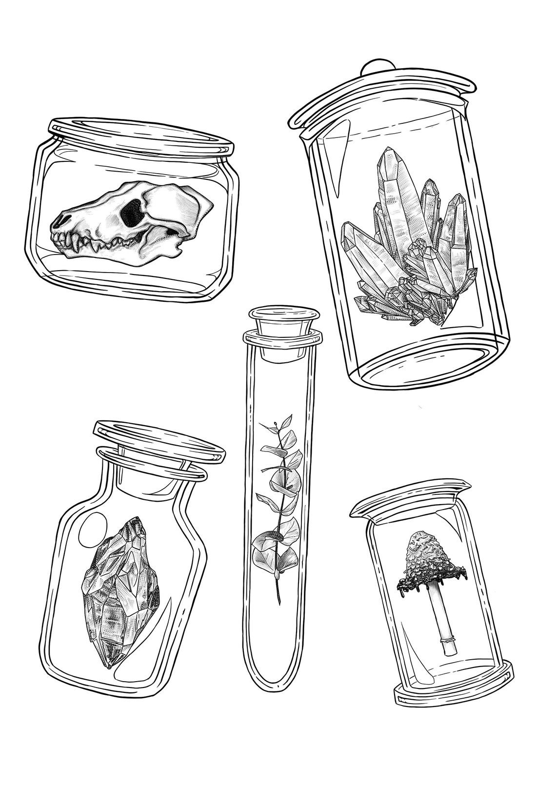 Tattoo Design Witchy Bundle Flash Sheet / Witchy Jars 5 Options Tattoo ...