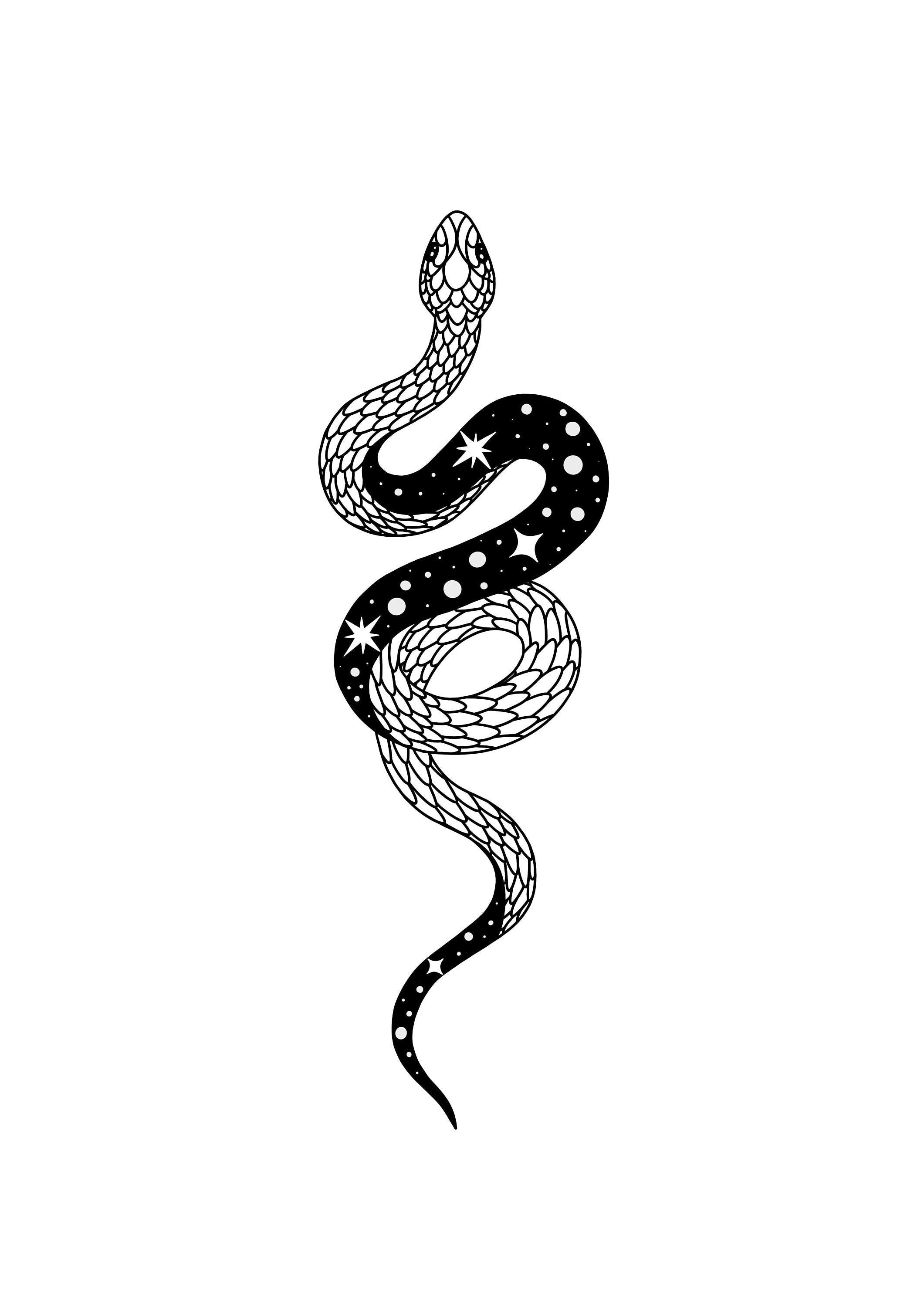 Tattoo Design Snake Minimalistic Snake Lined Drawing Printable Art - Etsy