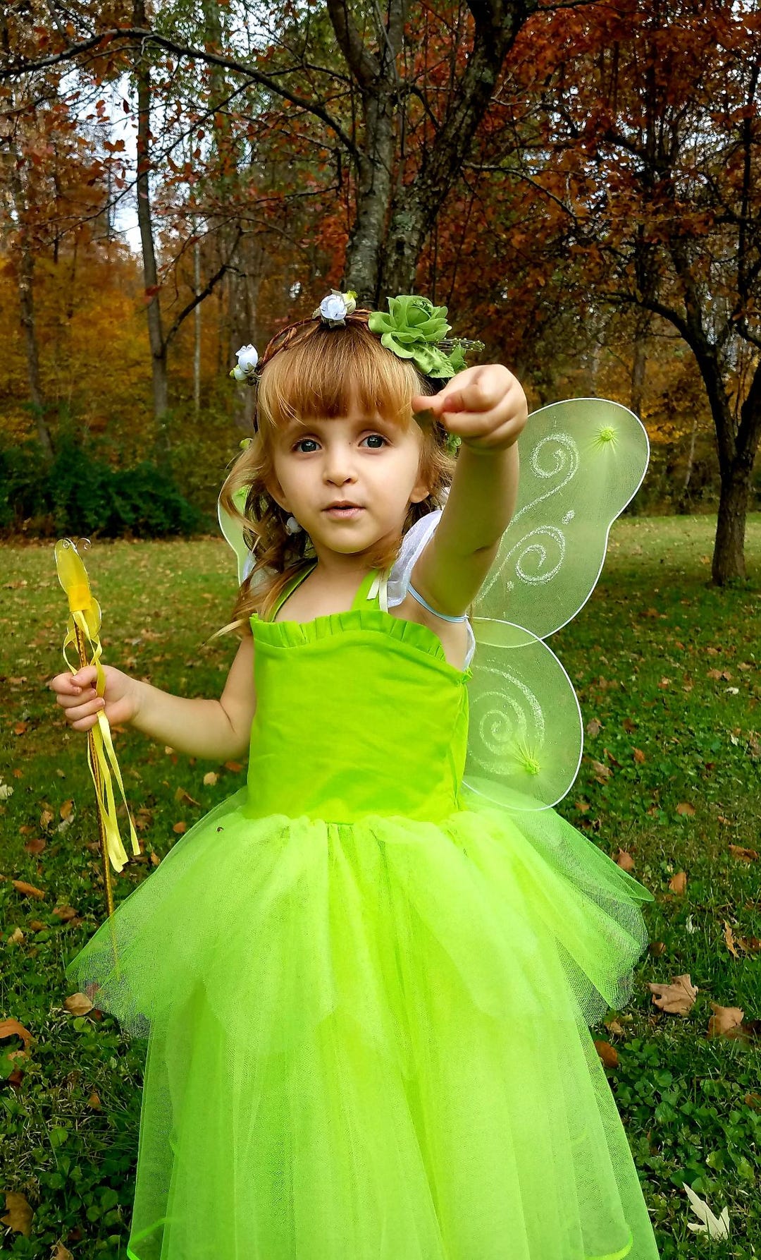 Tinkerbell Fairy Custome Dress Outfit Halloween Costume Dress Girls Fun ...