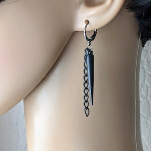 Black Pike Earring Double Black Spike Dangle Double Acrylic Spike Punk ...