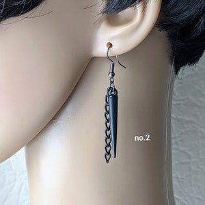Black Pike Earring Double Black Spike Dangle Double Acrylic Spike Punk ...