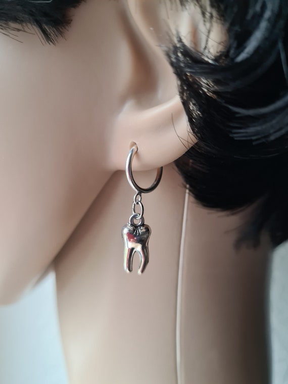 Clip on silver Tooth Earrings Teeth Earrings Teeth Jewelry Tooth Jewelry Dentist Earrings Dentist Gift Dental Hygienist Gift