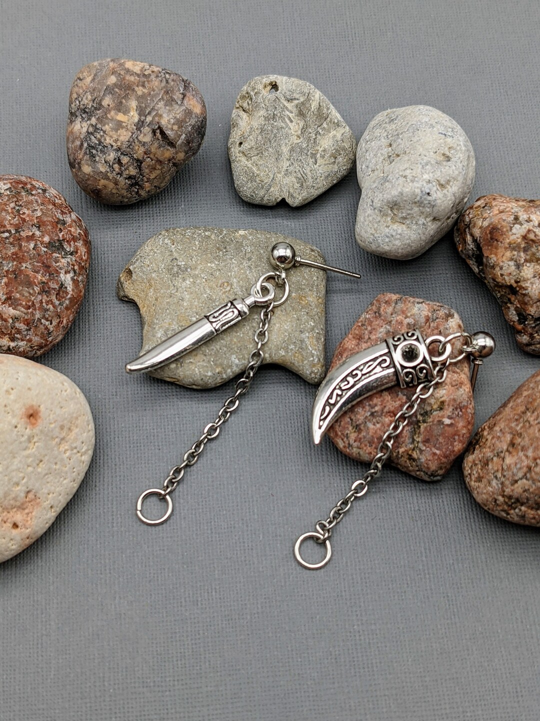 Horn Earrings, One Tusk Dangle, Men Earring, Tribal Earring, Fang ...