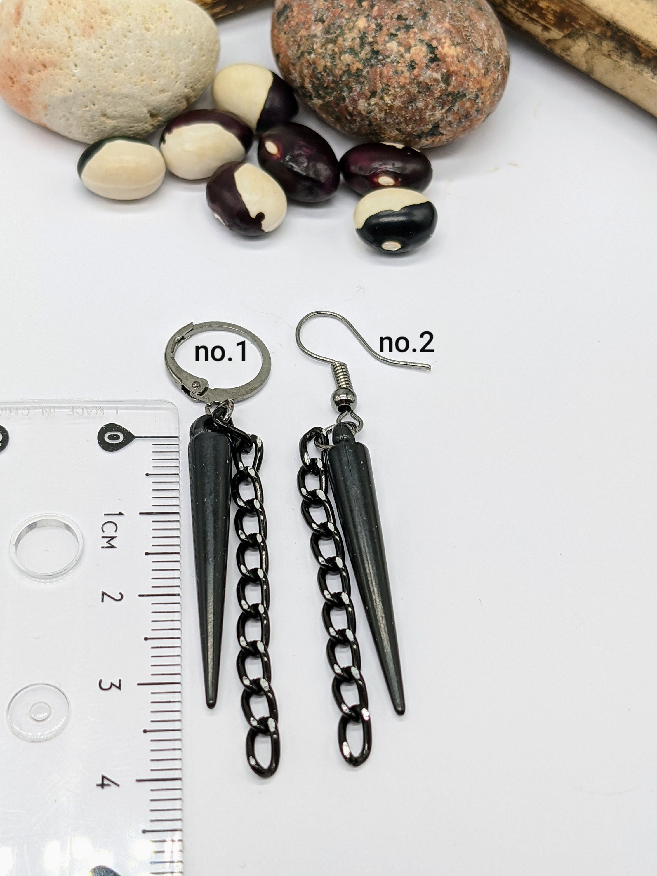 Black Pike Earring Double Black Spike Dangle Double Acrylic - Etsy