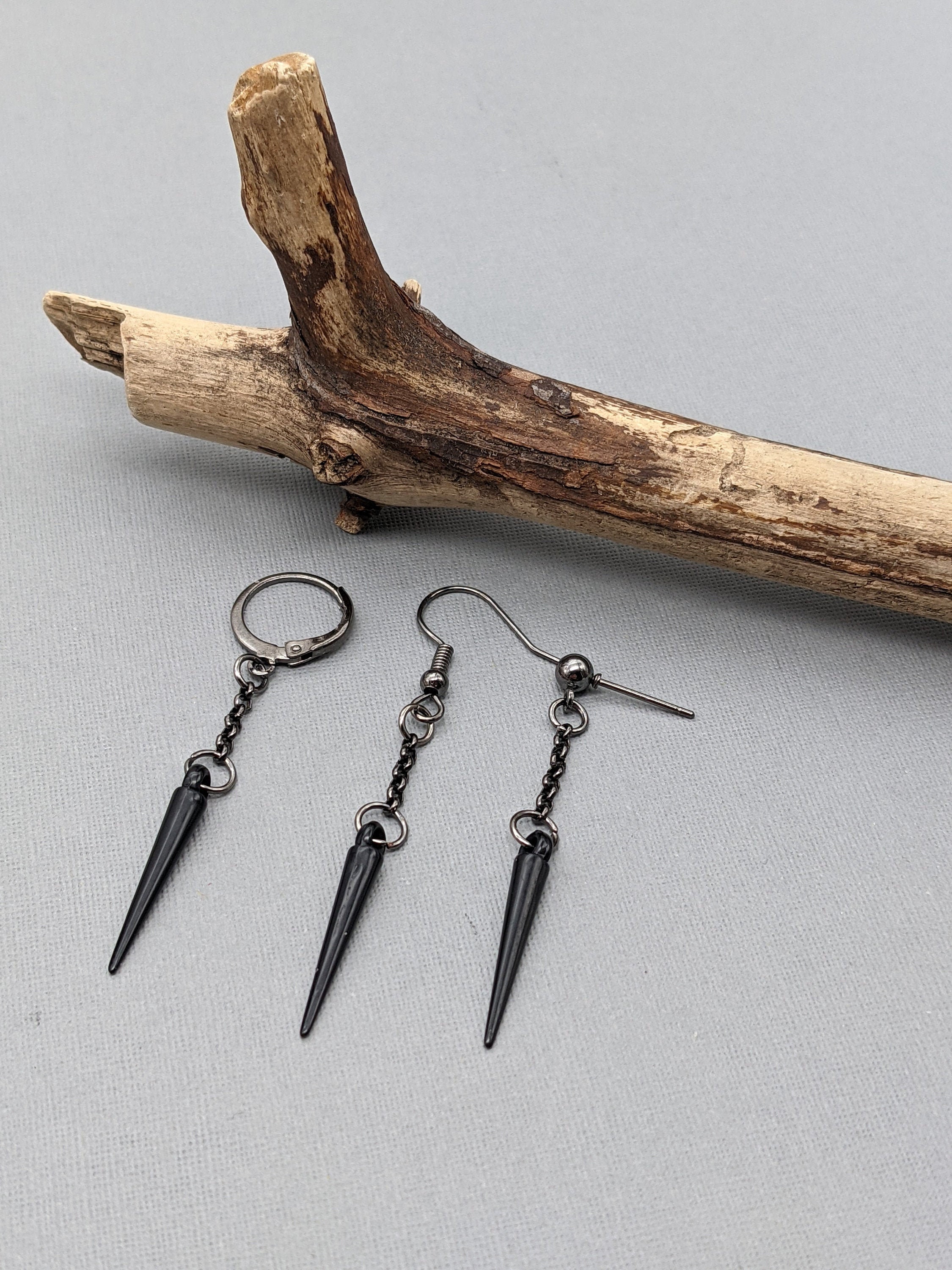 One Spike Dangle, Black Spike Earring, Acrylic Spike, Punk Earring ...