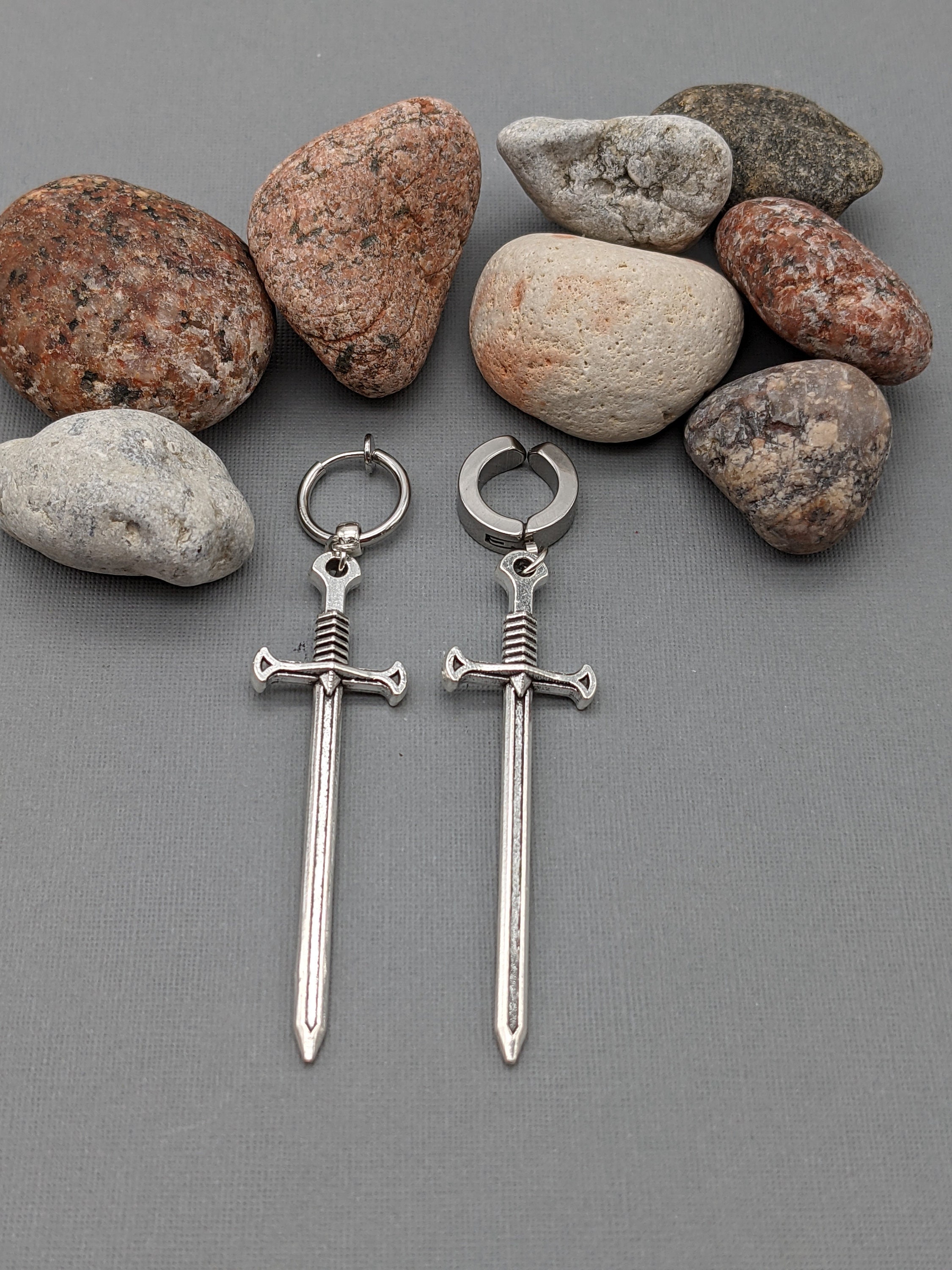 One Clip-on Sword Earring, Single Sword Earring, Dagger Earring, for ...