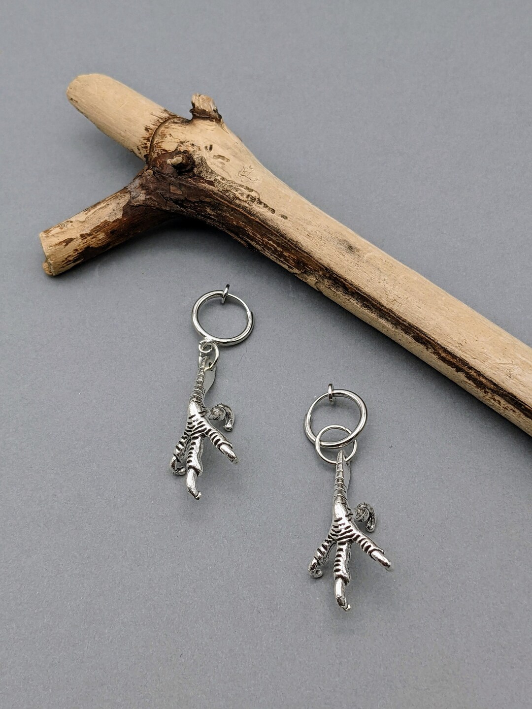 One Clip-on Crow Feet Earring, Raven Claw, Claw Earring, Silver Claw ...