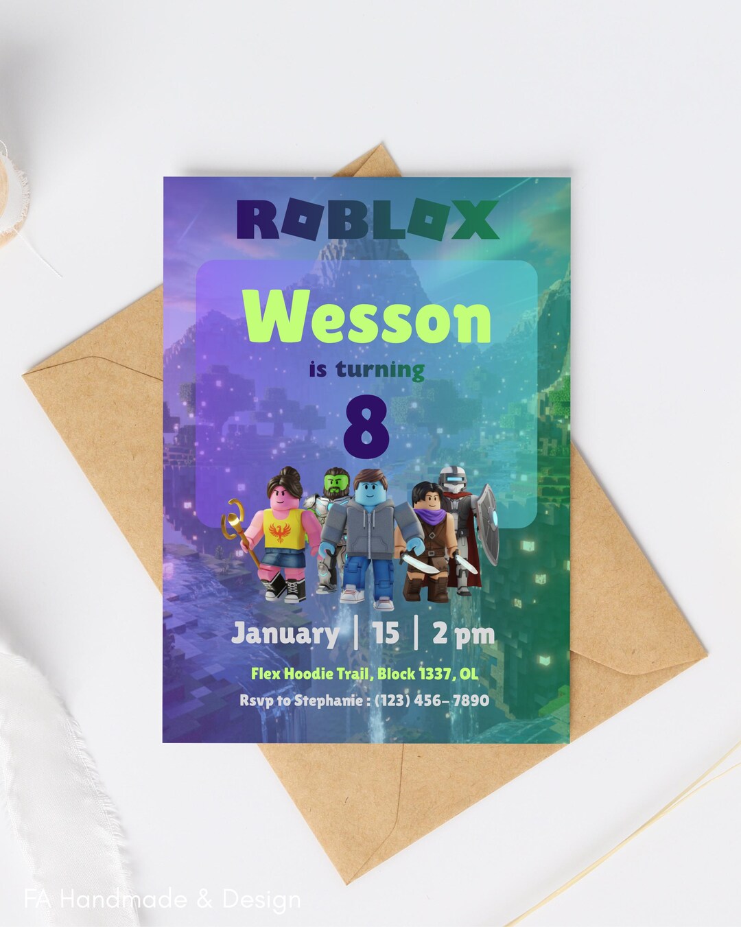 Editable Roblox Invitation, Blox Party Birthday Invite, Printable ...
