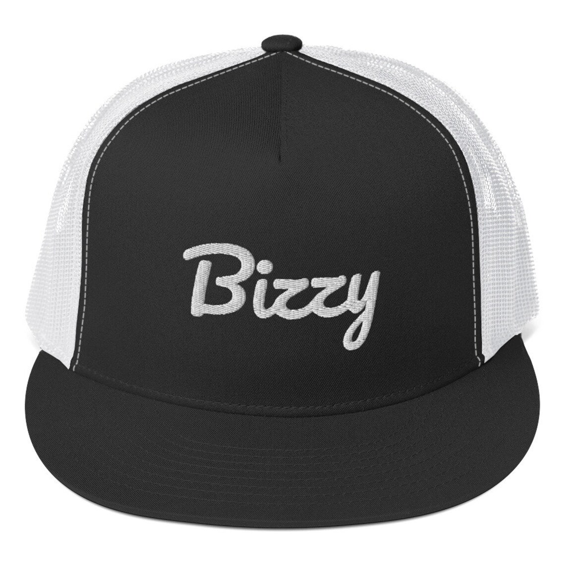 Bizzy Trucker Cap Black and white logo hat | Etsy