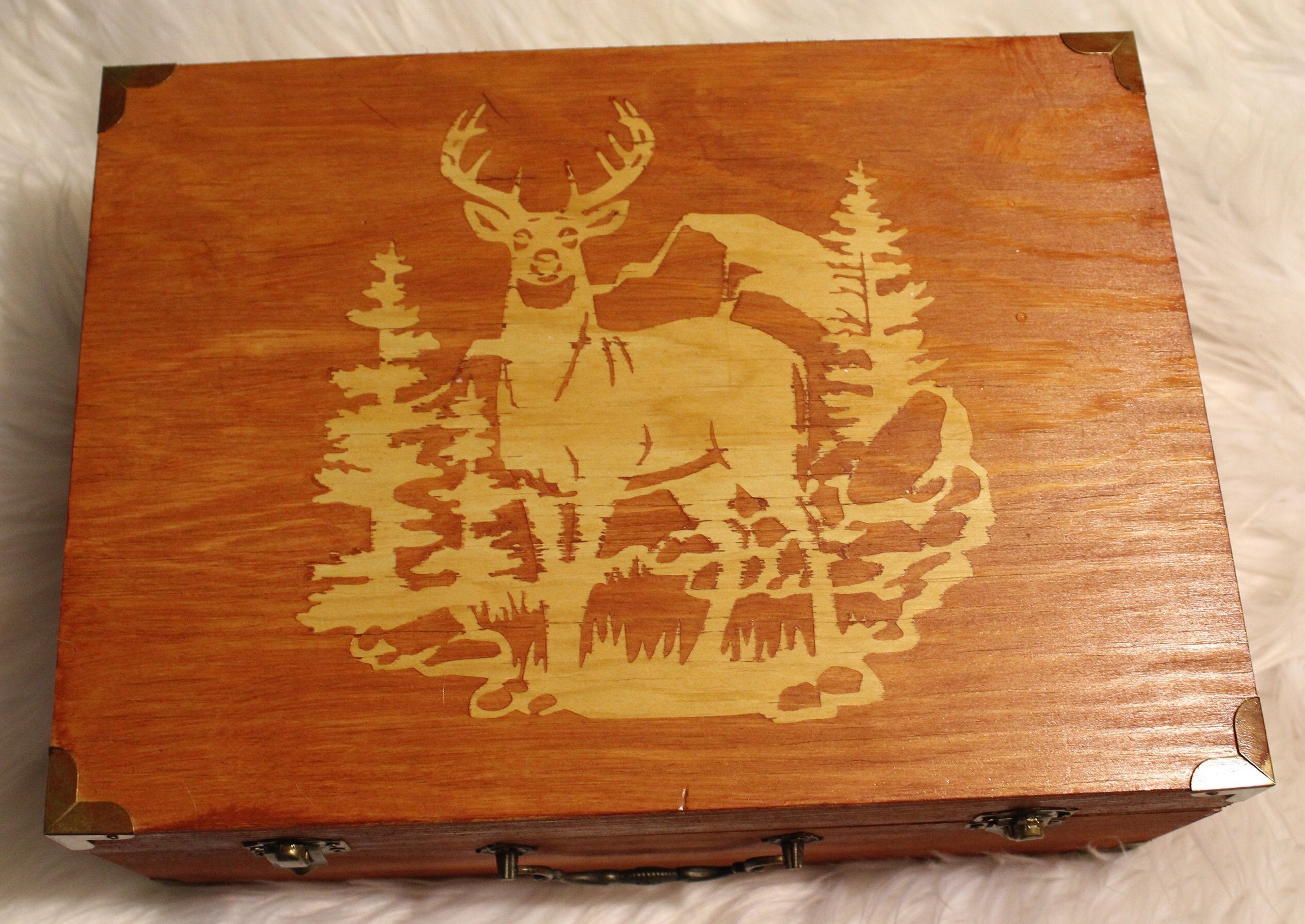 Deer, Memory Box, Wooden Gift/whatnot Box Keepsake Customize Outdoors ...