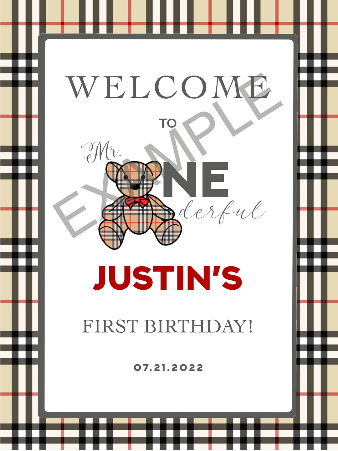 Burberry Theme Birthday Welcome Sign - Etsy