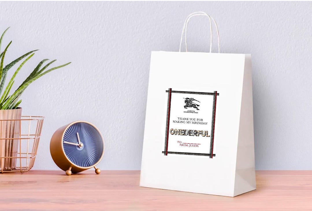 Burberry Theme Birthday Goodie Bag Label/sticker (digital File) - Etsy