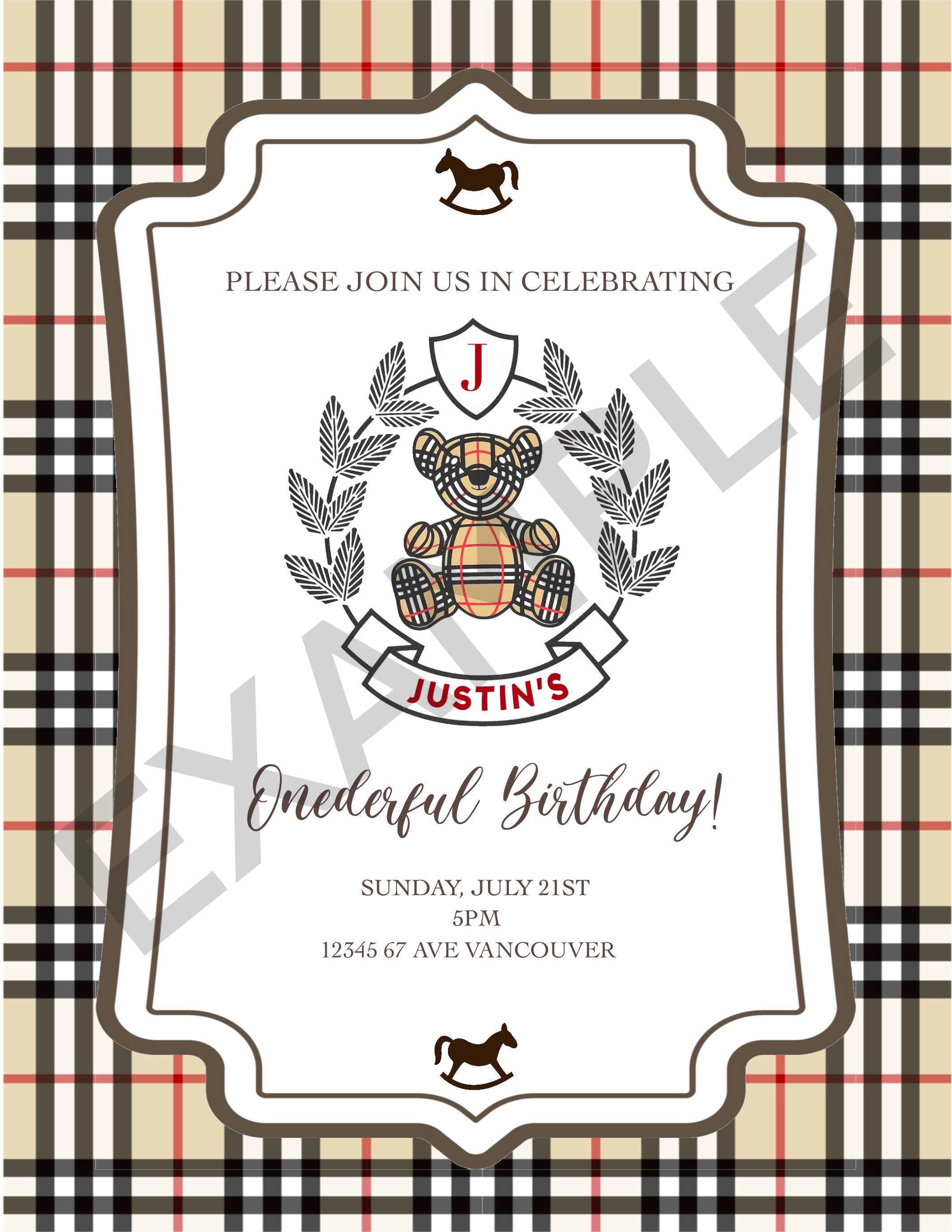 Burberry Theme Birthday Invitation - Etsy